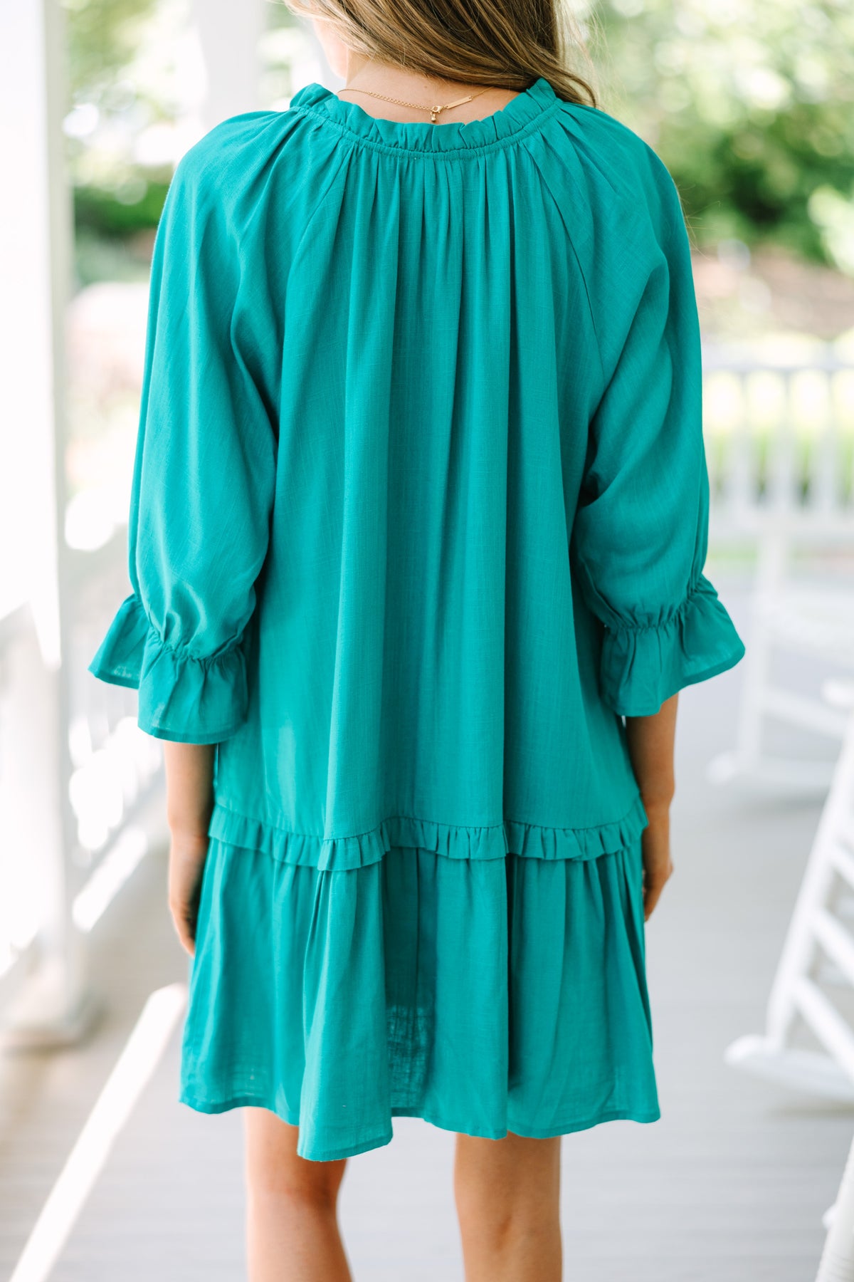 Always In The Lead Lagoon Green Linen Dress – Shop the Mint