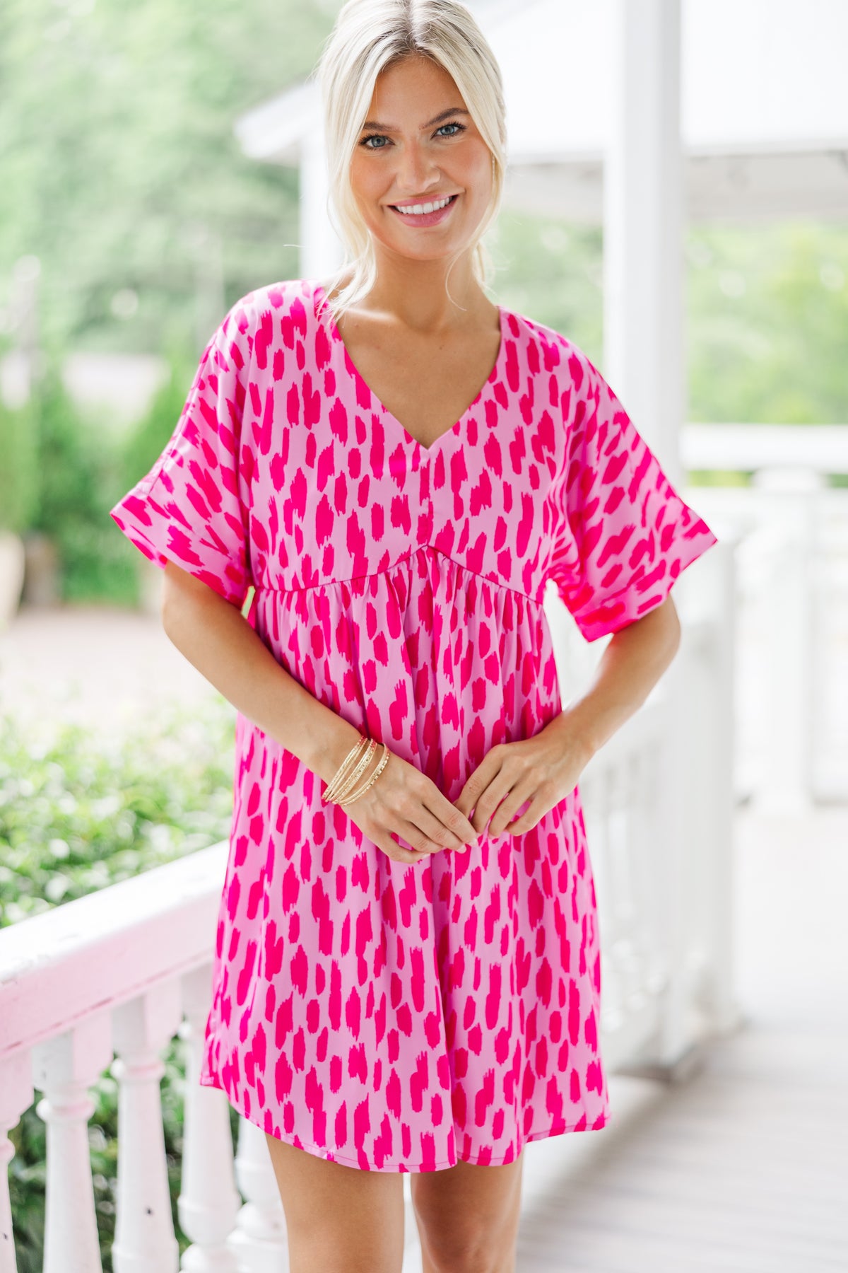 As Soon As Possible Hot Pink Spotted Babydoll Dress – Shop the Mint