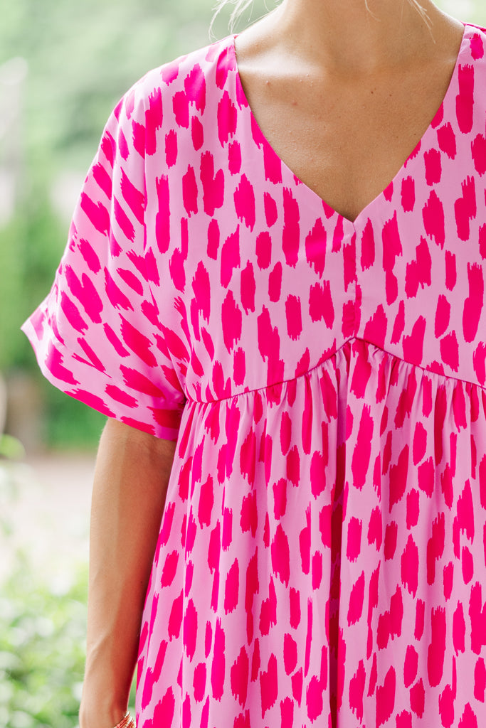 As Soon As Possible Hot Pink Spotted Babydoll Dress – Shop the Mint