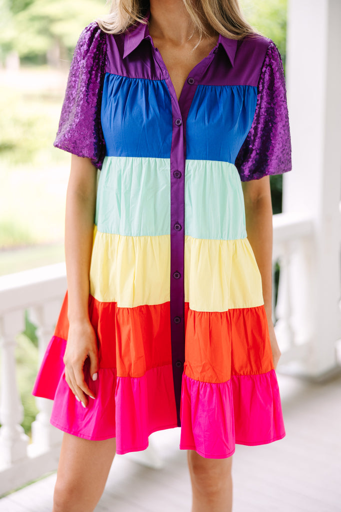 Stay Right There Purple Colorblock Babydoll Dress – Shop the Mint