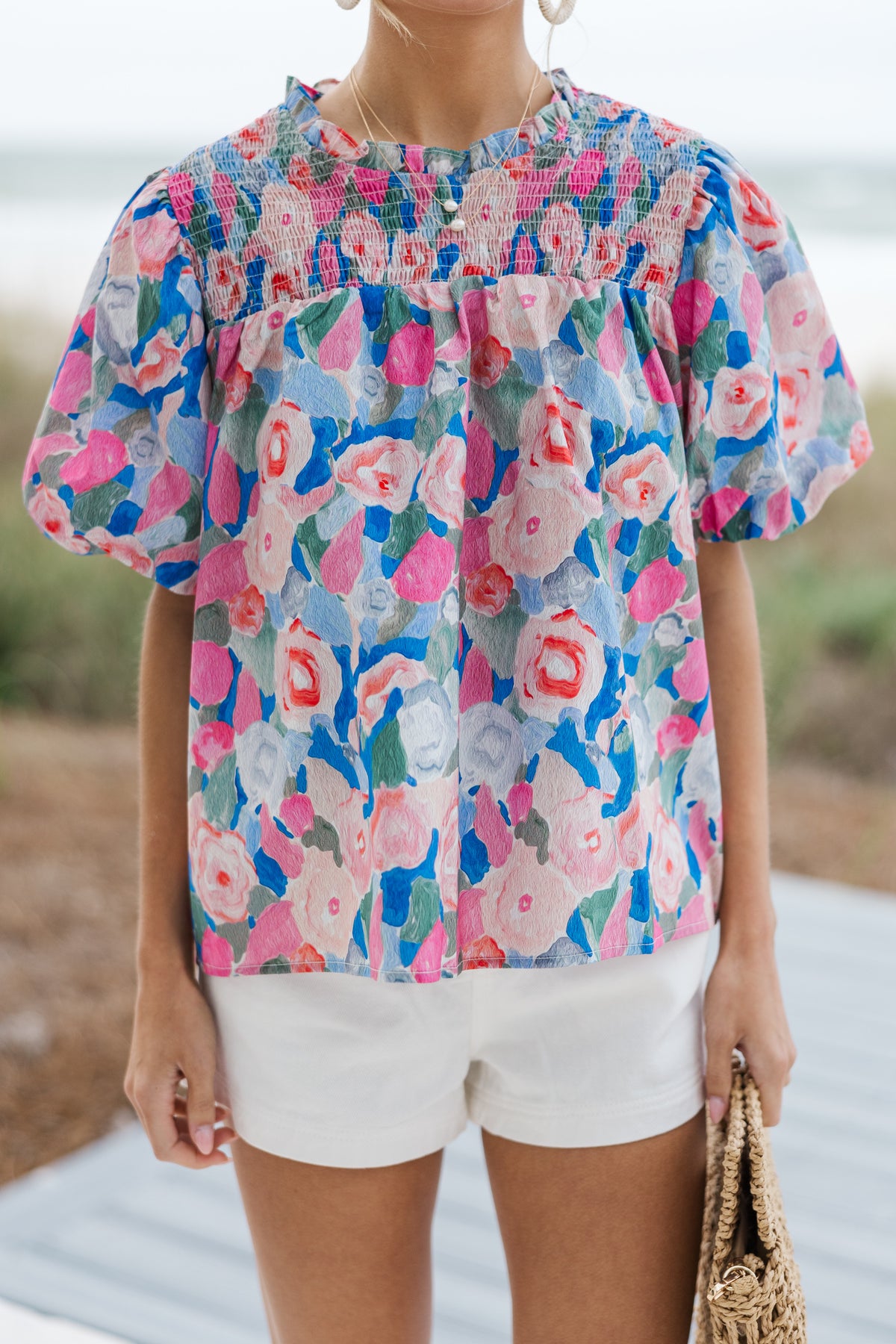 Talk To Me Blue Multi Floral Blouse – Shop the Mint