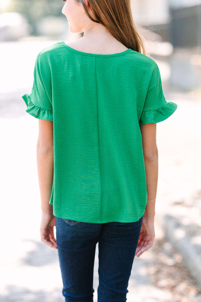 Girls: All I Ask Green Ruffled Top – Shop the Mint