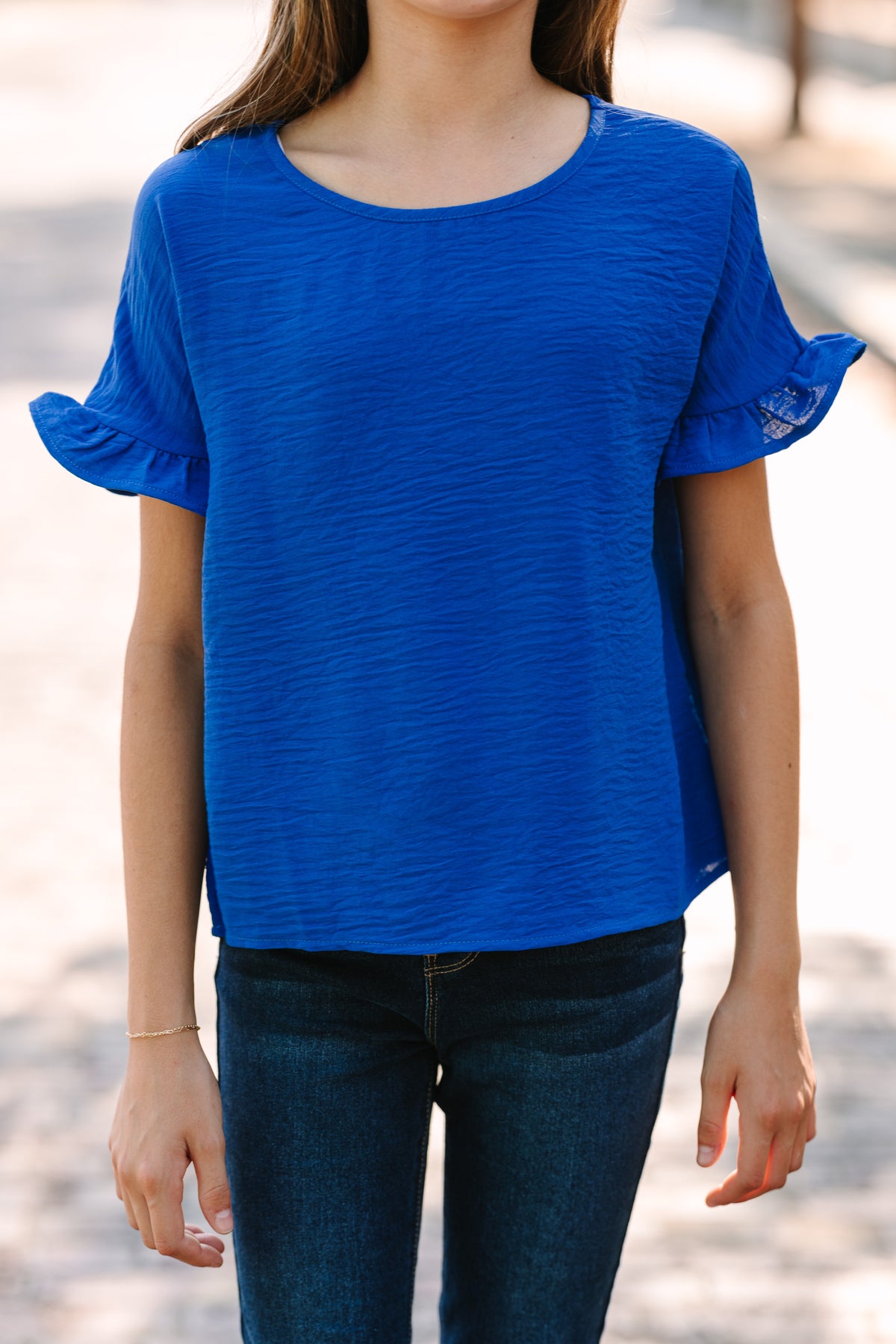 Girls: All I Ask Royal Blue Ruffled Top – Shop the Mint