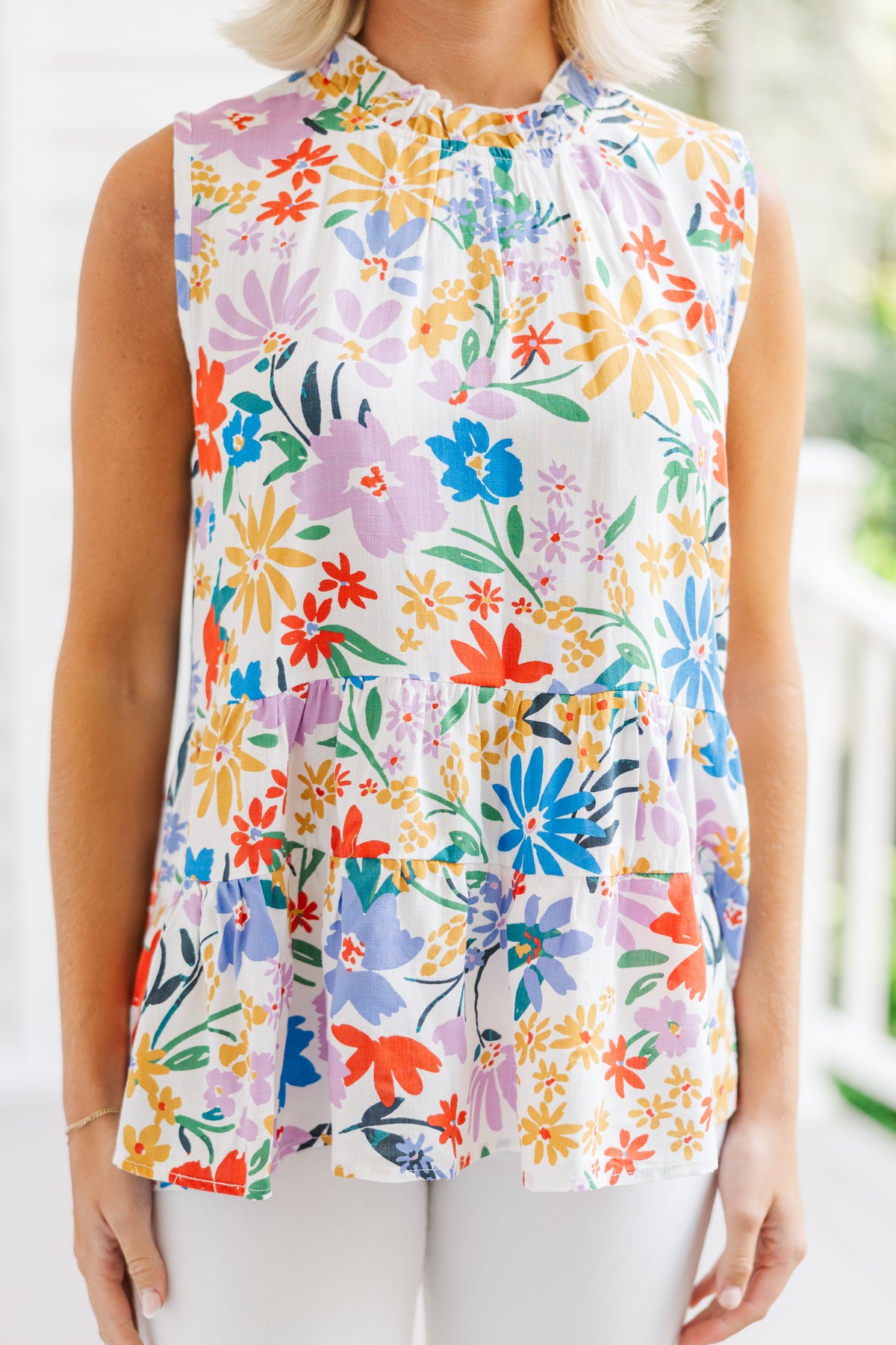 Get A Reaction Red Floral Tiered Tank – Shop the Mint