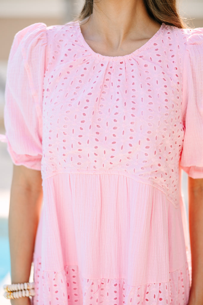 Making Moves Pink Eyelet Midi Dress – Shop the Mint