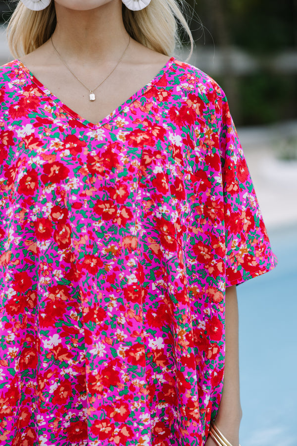 Couldn't Be Better Fuchsia Pink Ditsy Floral Top – Shop the Mint