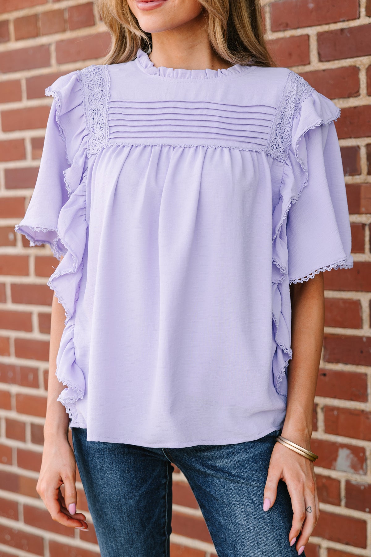 Step It Up Lavender Purple Ruffled Blouse – Shop the Mint