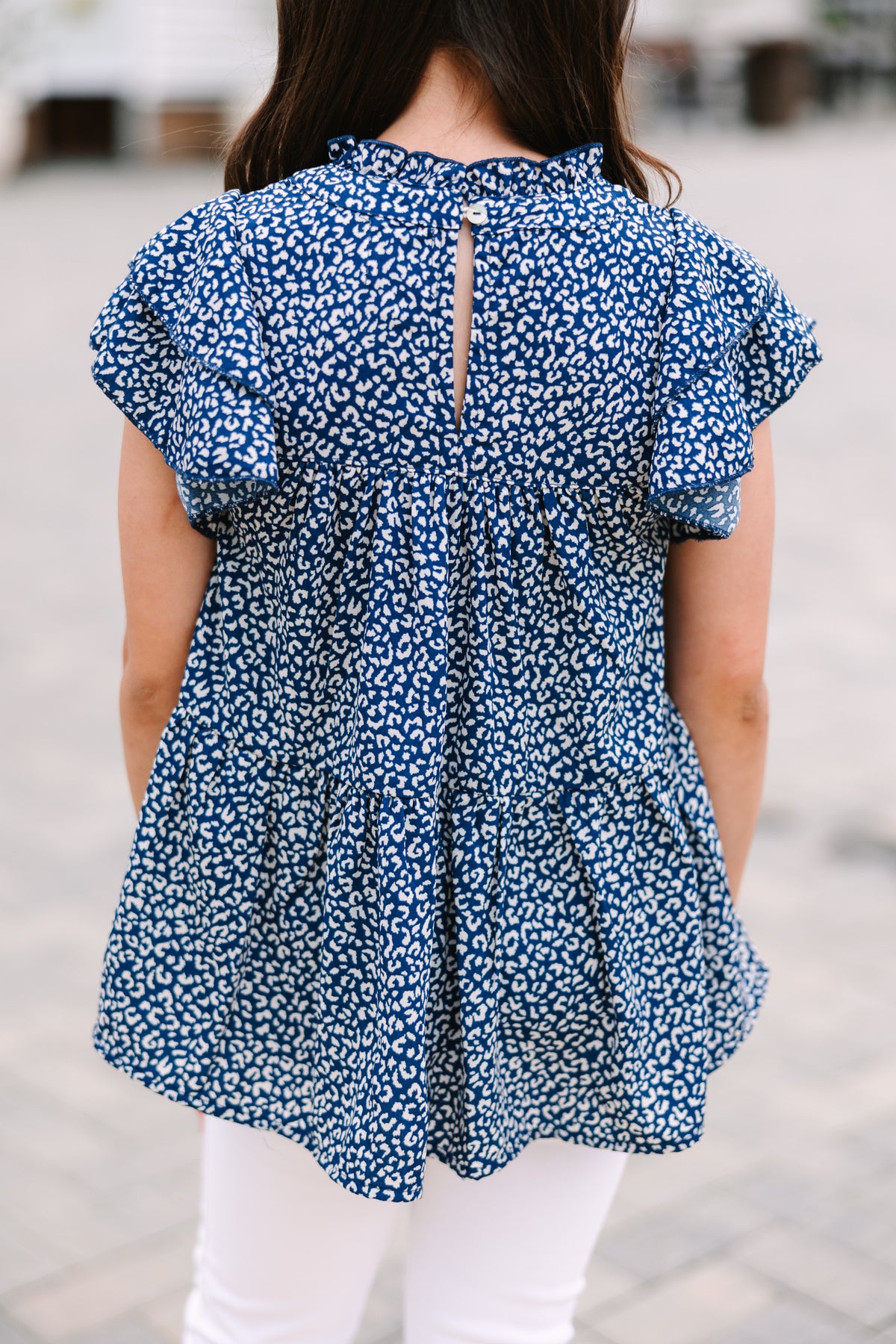 Girls: Join You Later Navy Blue Ditsy Leopard Top – Shop the Mint