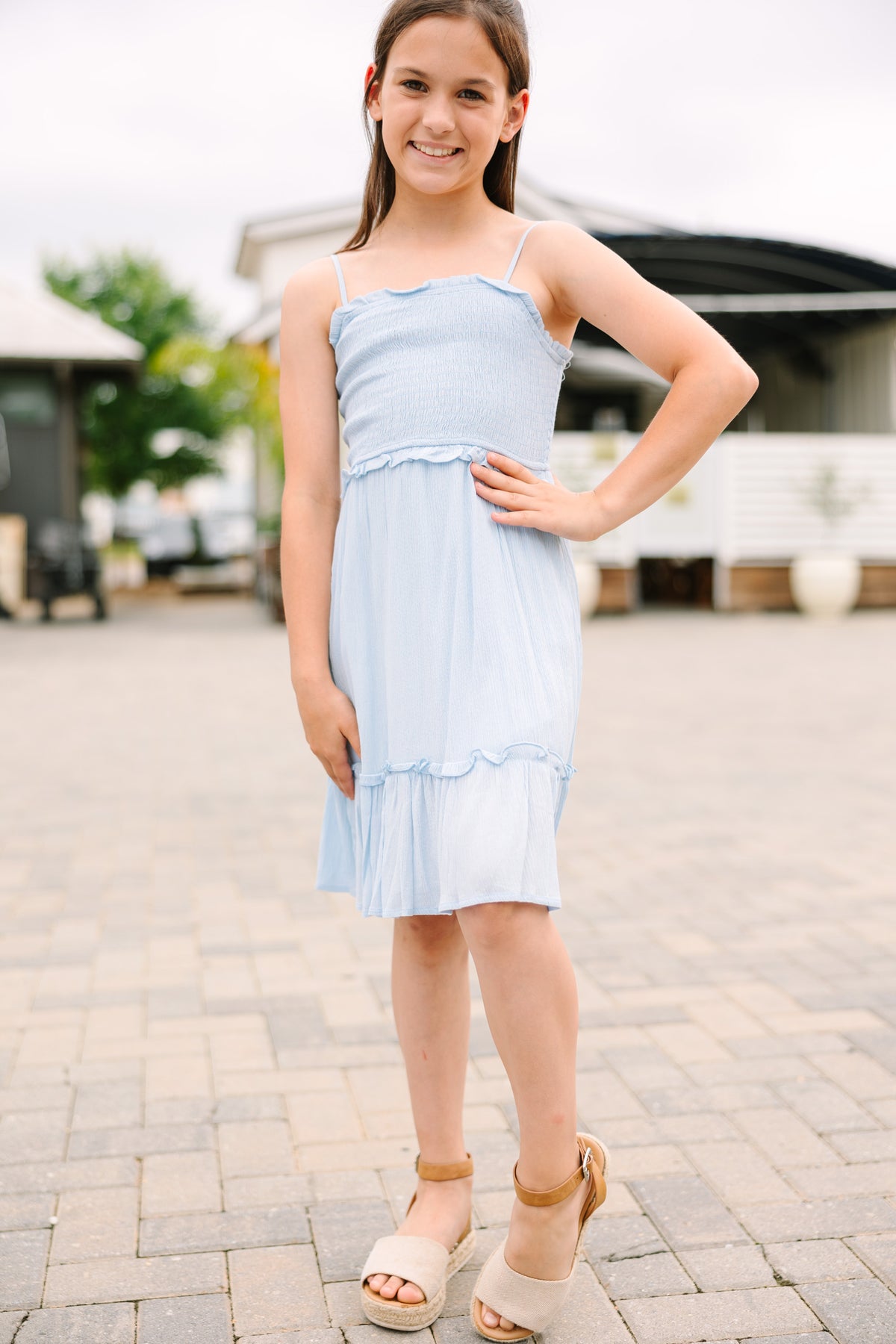 Girls: Bright Future Blue Smocked Dress – Shop the Mint