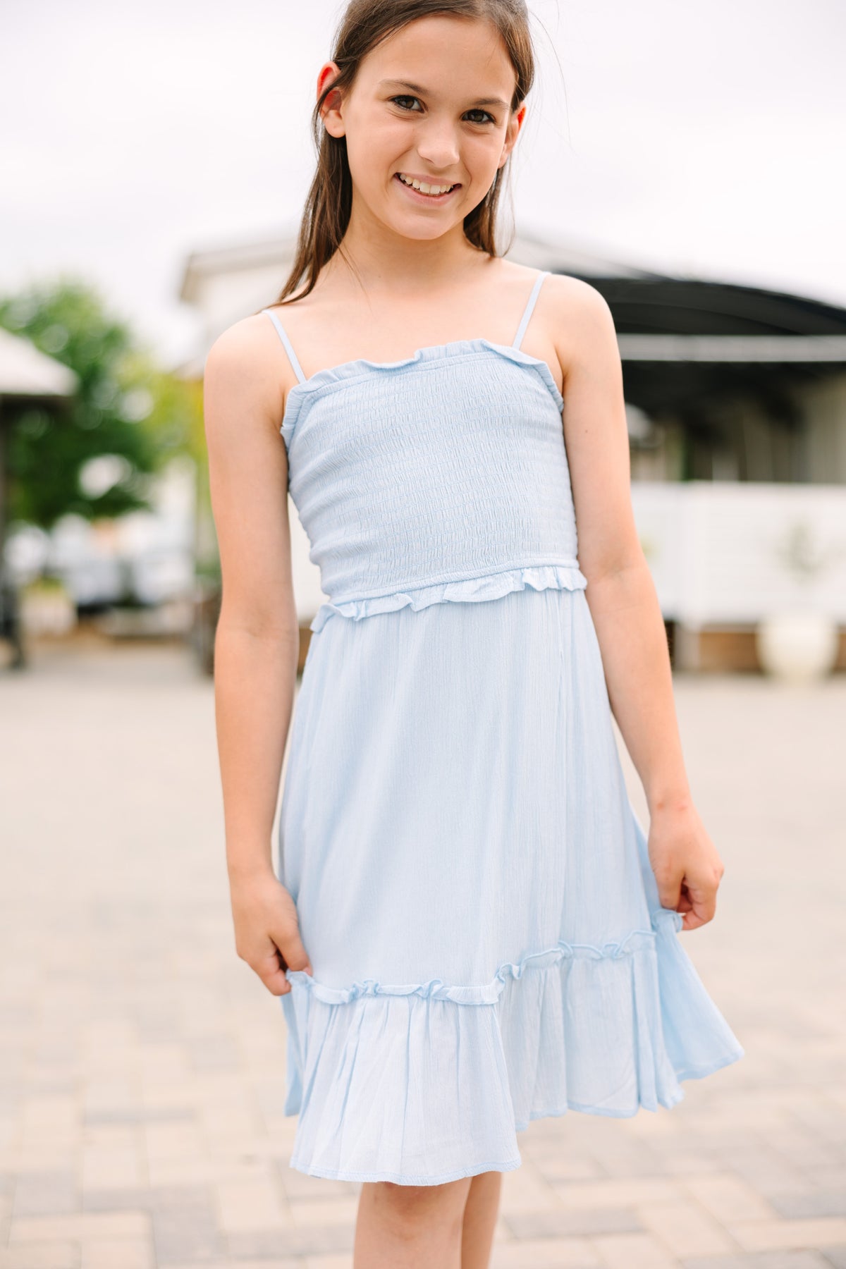 Girls: Bright Future Blue Smocked Dress – Shop the Mint