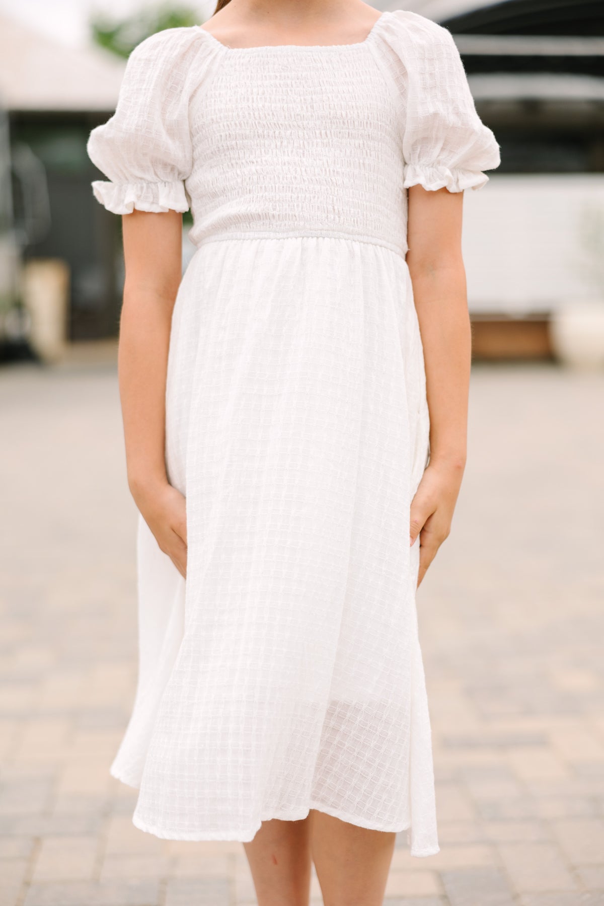 Girls: Lots To Love Off White Smocked Midi Dress – Shop the Mint