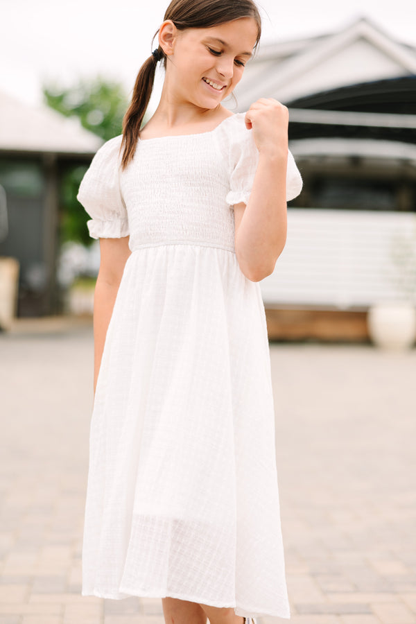 Girls: Lots To Love Off White Smocked Midi Dress – Shop the Mint