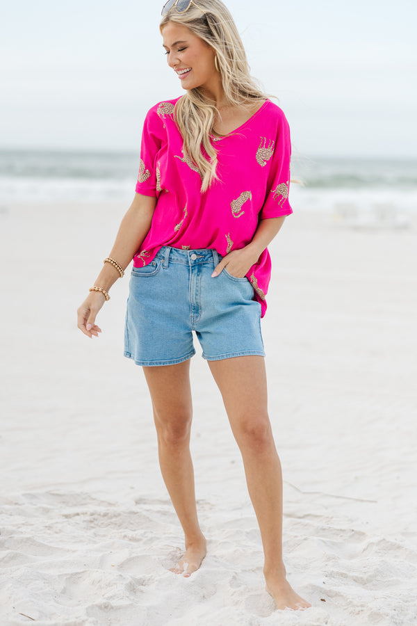 Take The Lead Fuchsia Pink Cheetah Top – Shop the Mint