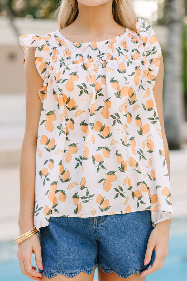 Meet You There Off White Lemon Print Blouse – Shop the Mint
