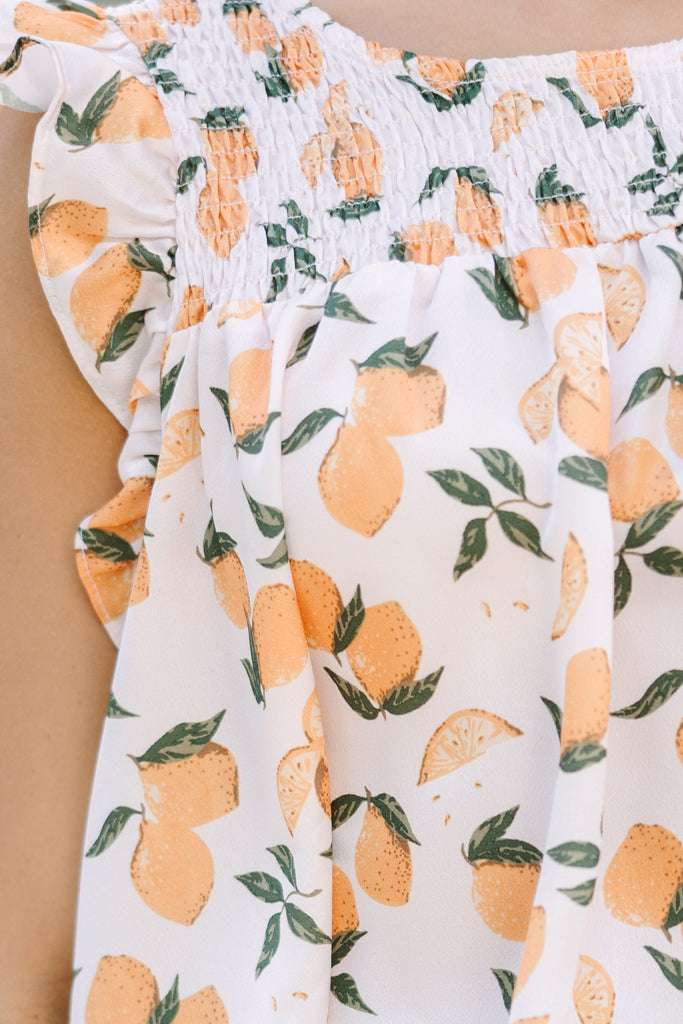 Meet You There Off White Lemon Print Blouse – Shop the Mint