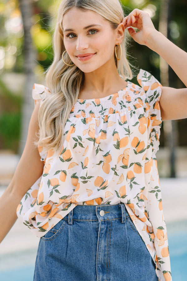 Meet You There Off White Lemon Print Blouse – Shop the Mint