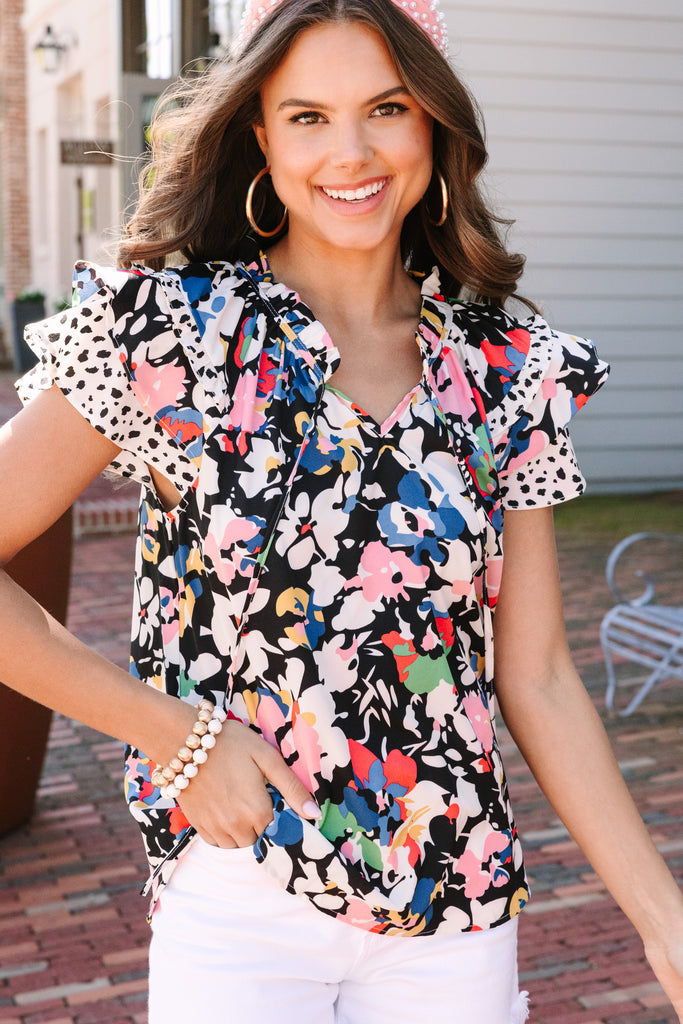 Can't Miss This Black Mixed Print Blouse – Shop the Mint