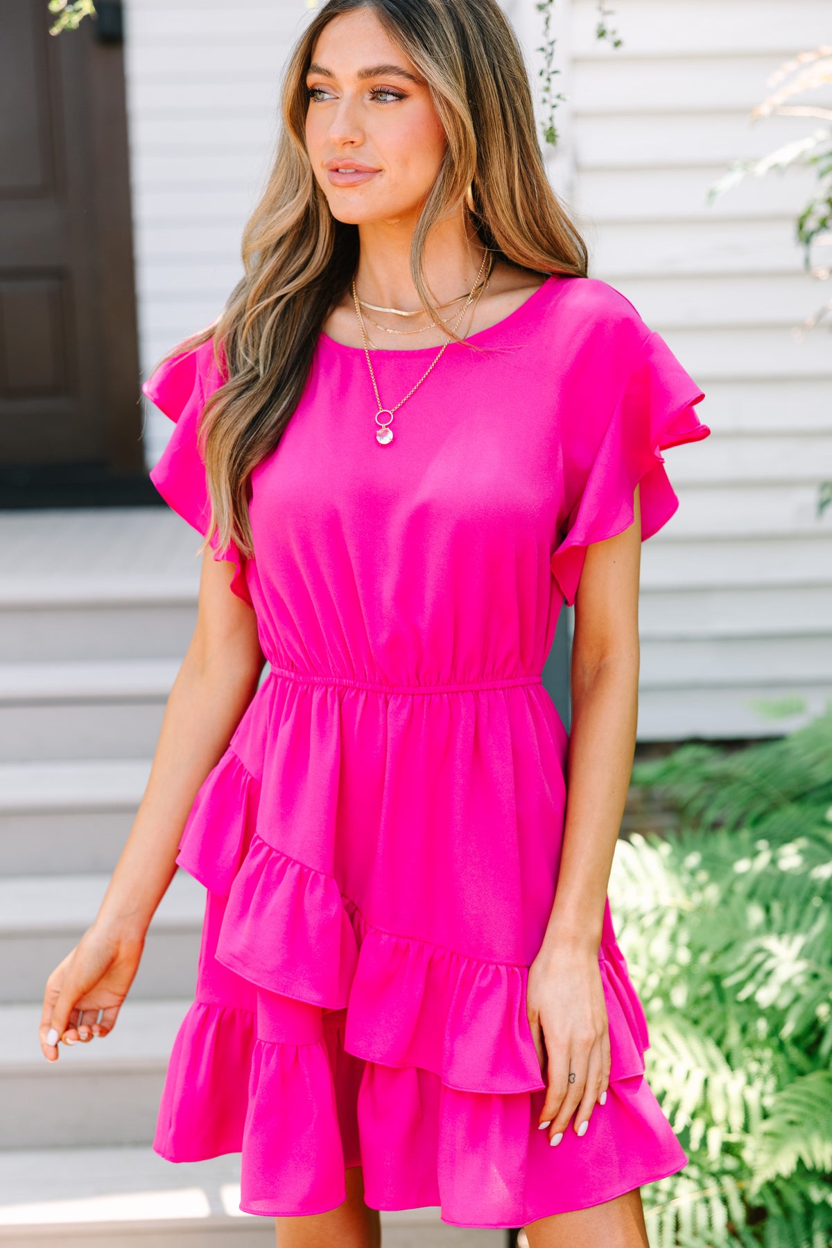 Feminine Love Hot Pink Ruffled Dress – Shop the Mint