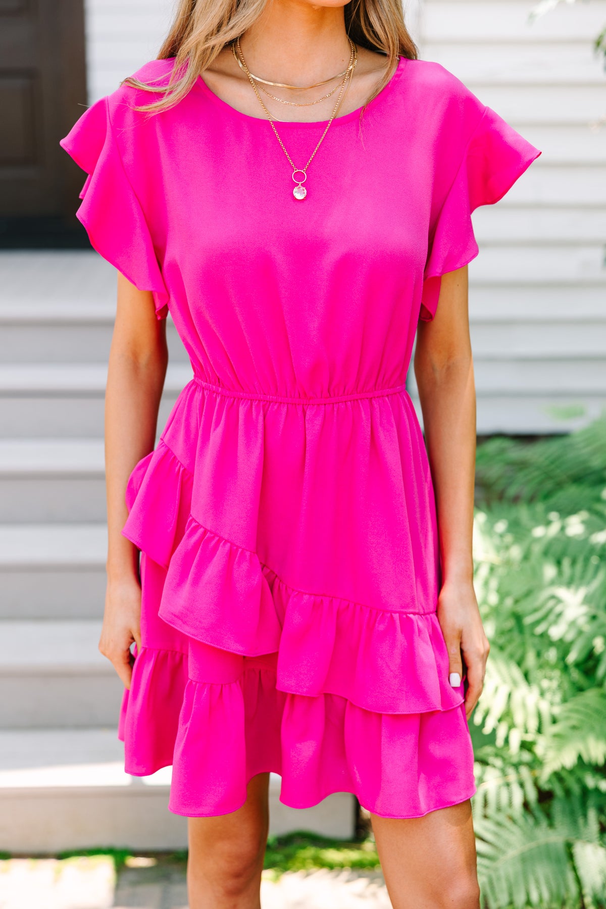 Feminine Love Hot Pink Ruffled Dress – Shop the Mint