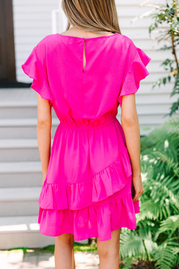 Feminine Love Hot Pink Ruffled Dress – Shop the Mint