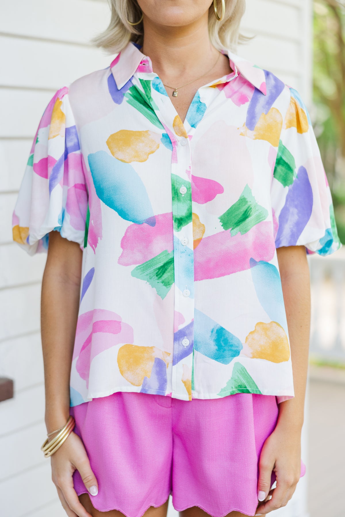 Have Some Fun Pink Abstract Blouse – Shop the Mint
