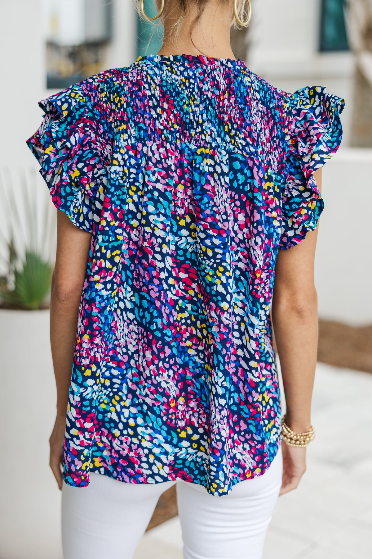 All For Love Navy Blue Abstract Blouse – Shop the Mint