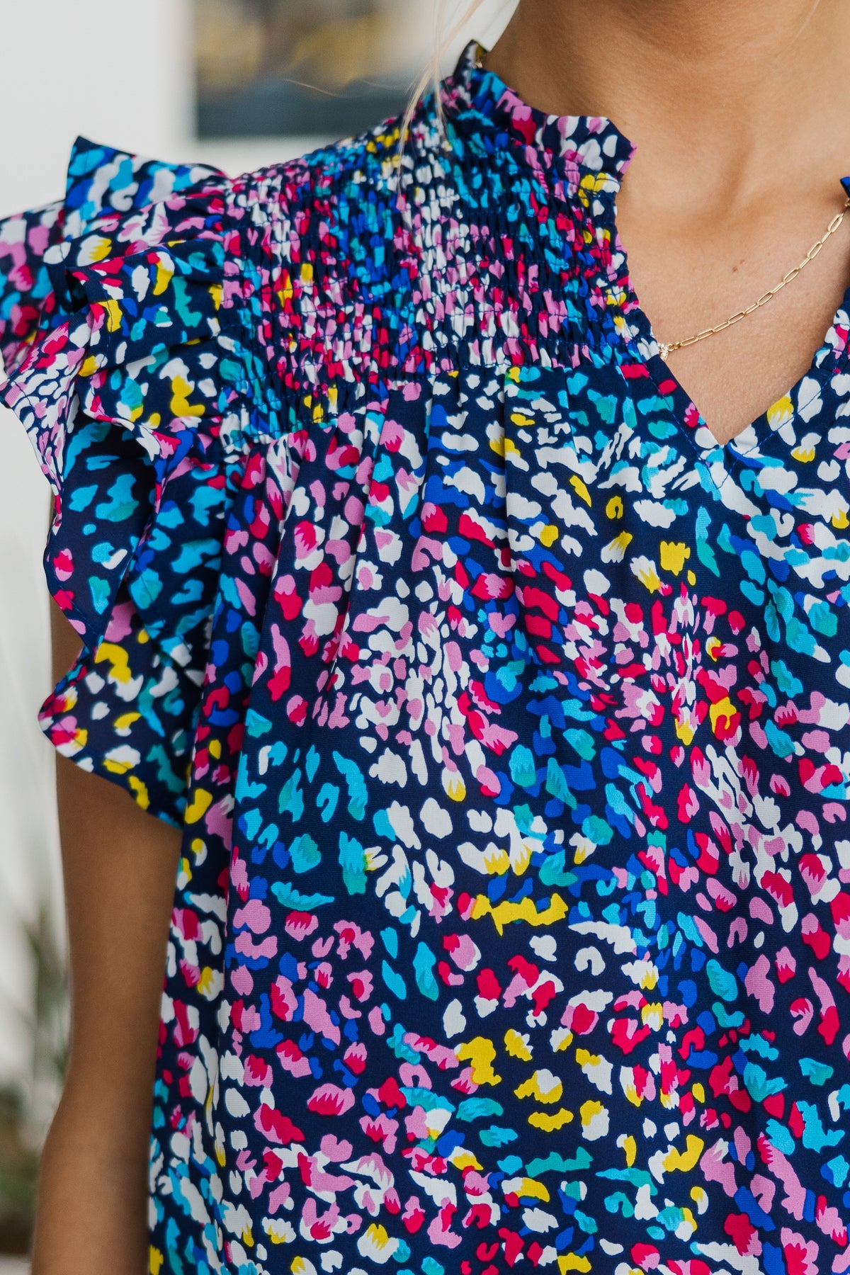 All For Love Navy Blue Abstract Blouse – Shop the Mint