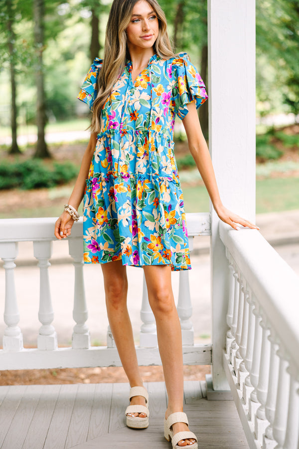 Make It Known Aqua Blue Floral Dress – Shop the Mint