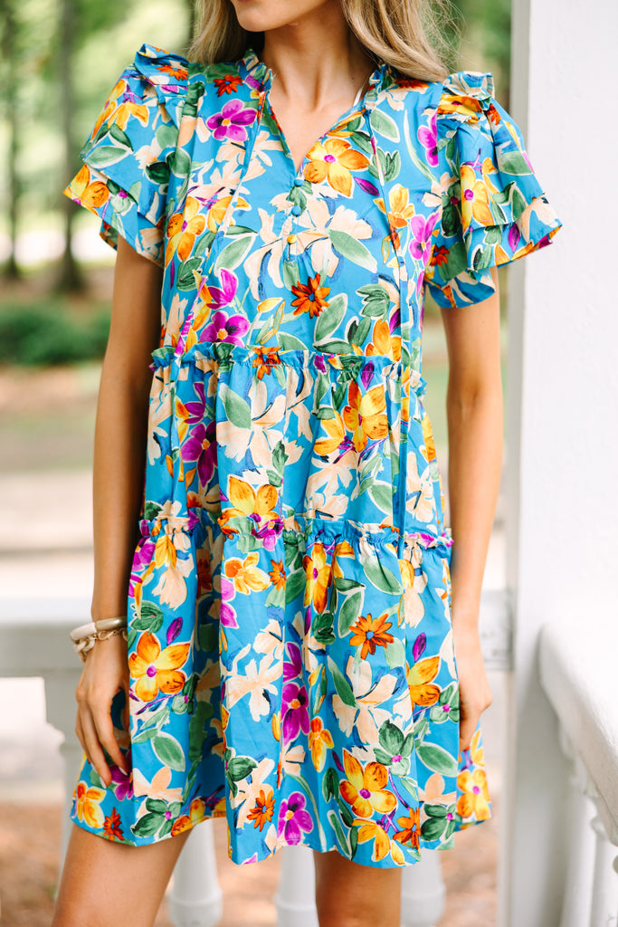 Make It Known Aqua Blue Floral Dress – Shop the Mint