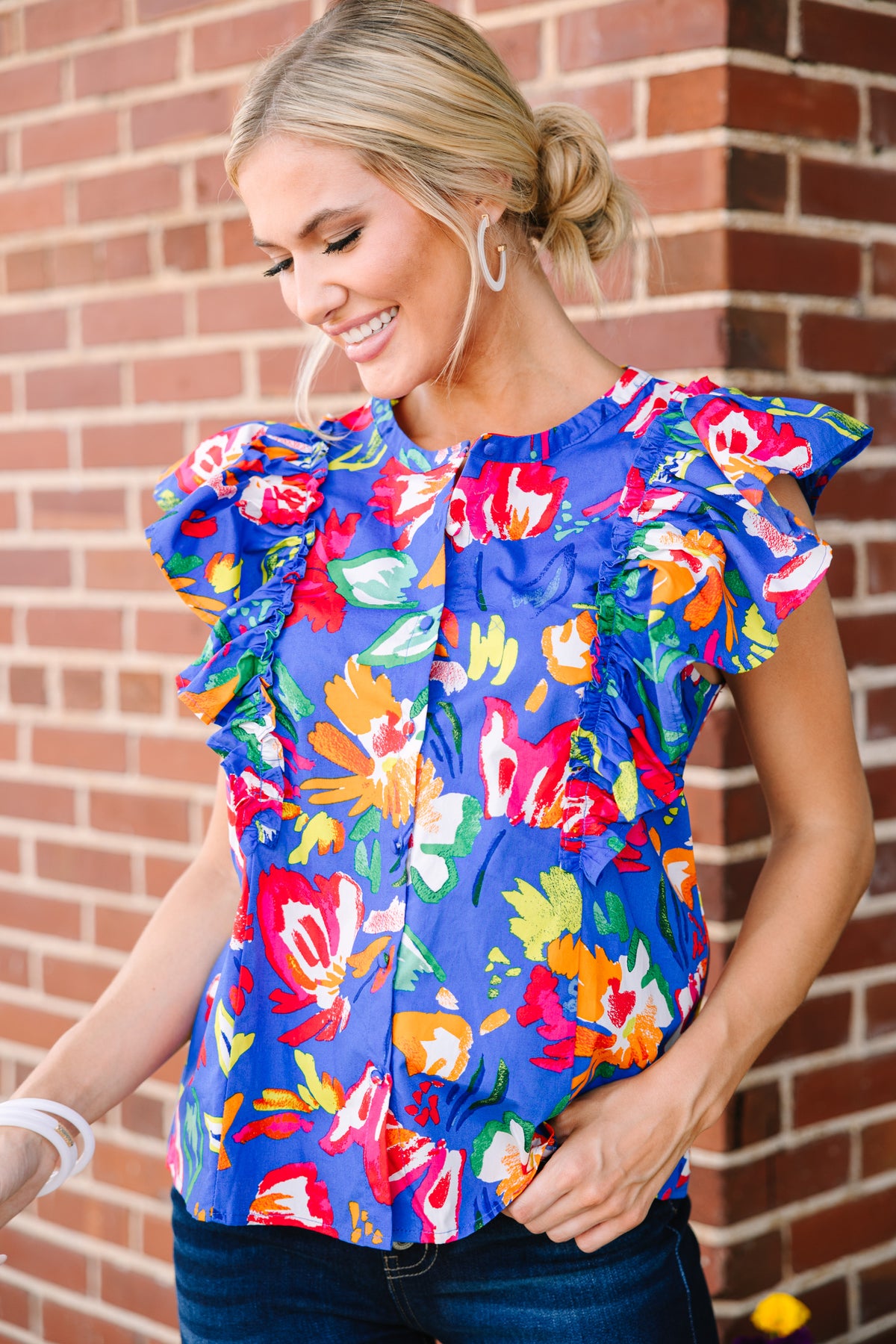 Happy To See You Blue Floral Blouse – Shop the Mint