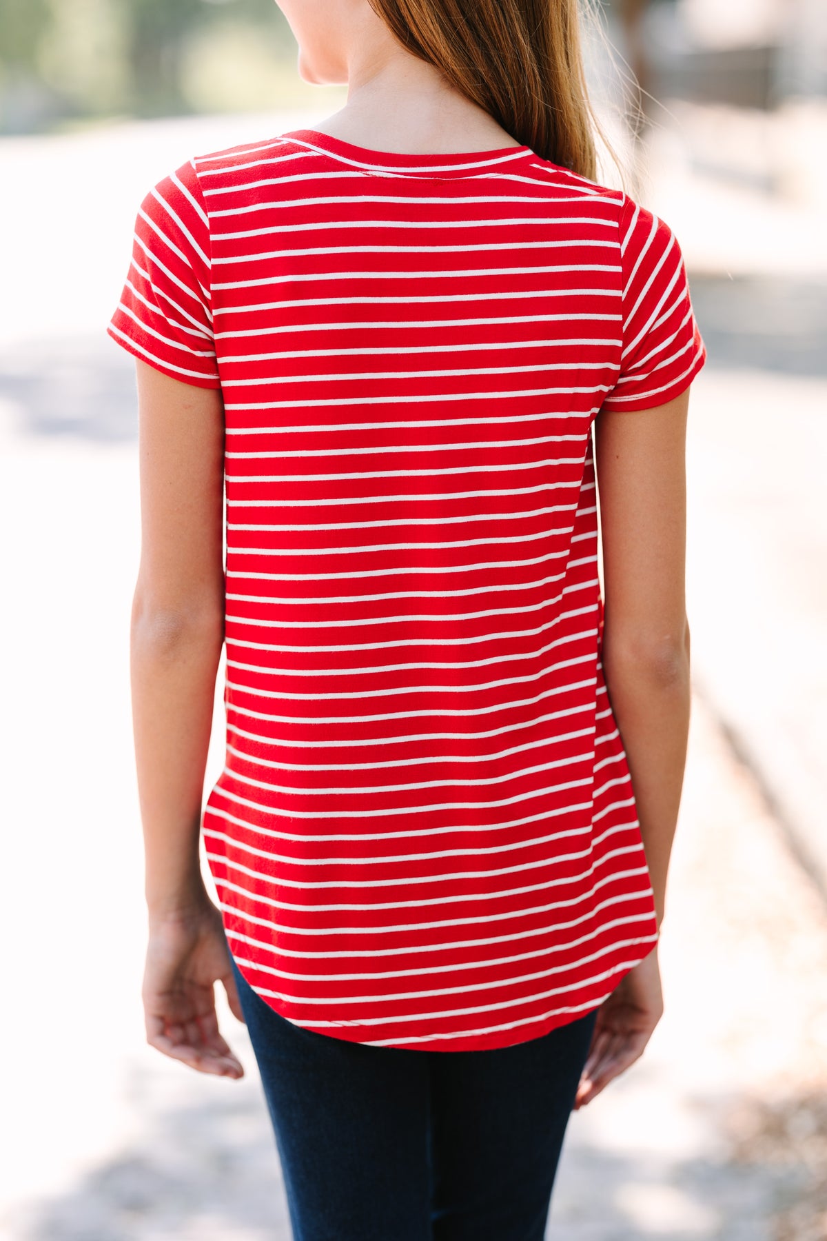 Girls: Let's Meet Later Red and White Striped Top – Shop the Mint