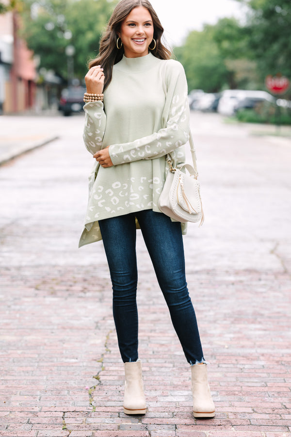 All In Theory Olive Green Leopard Sweater Tunic – Shop the Mint