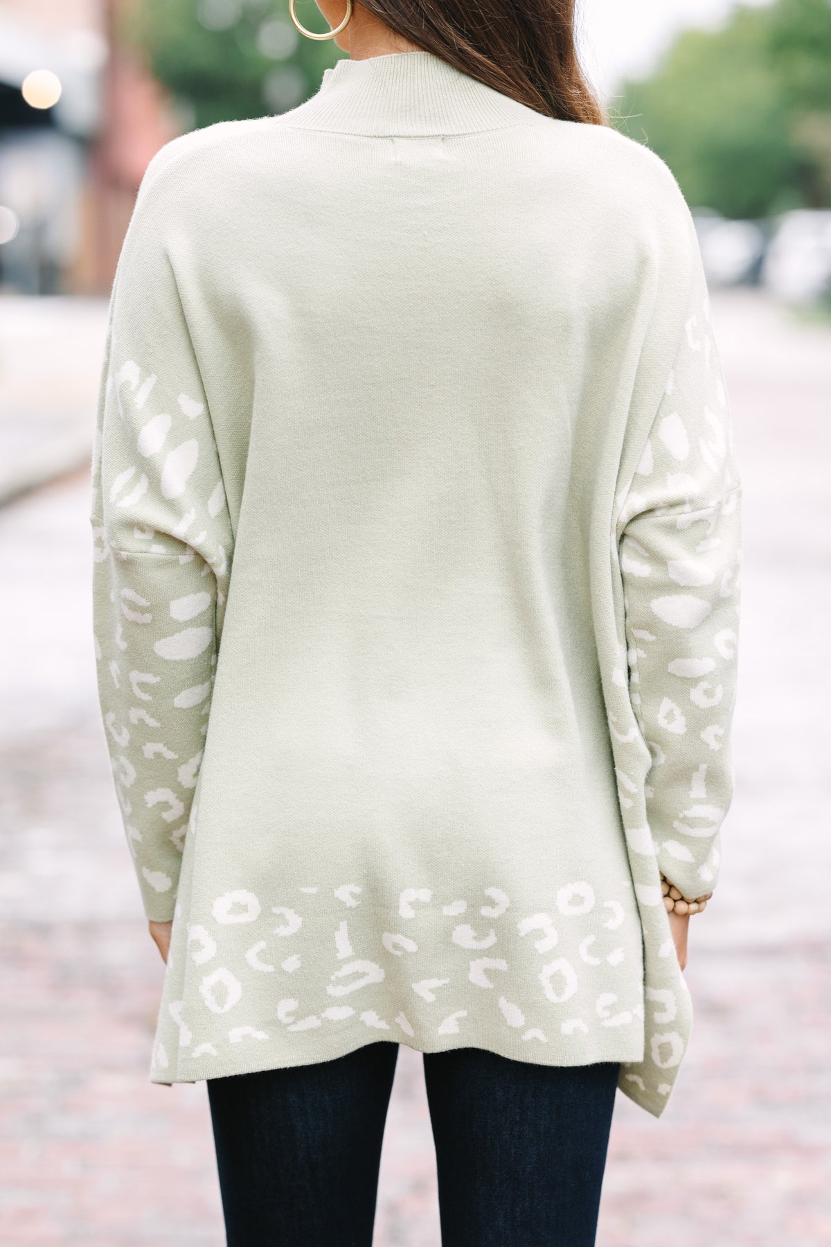 All In Theory Olive Green Leopard Sweater Tunic – Shop the Mint