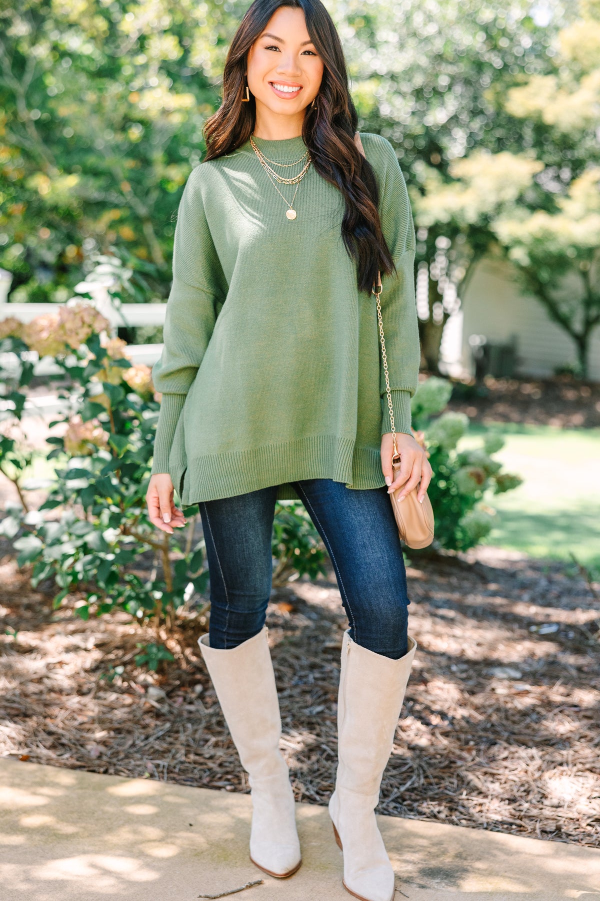 Perfectly You Olive Green Mock Neck Sweater – Shop the Mint