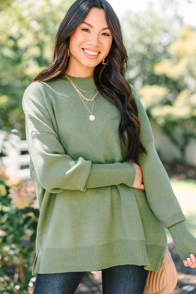 Perfectly You Olive Green Mock Neck Sweater – Shop the Mint