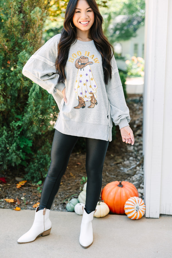 Boo Haw Heather Gray Sequin Pullover – Shop the Mint