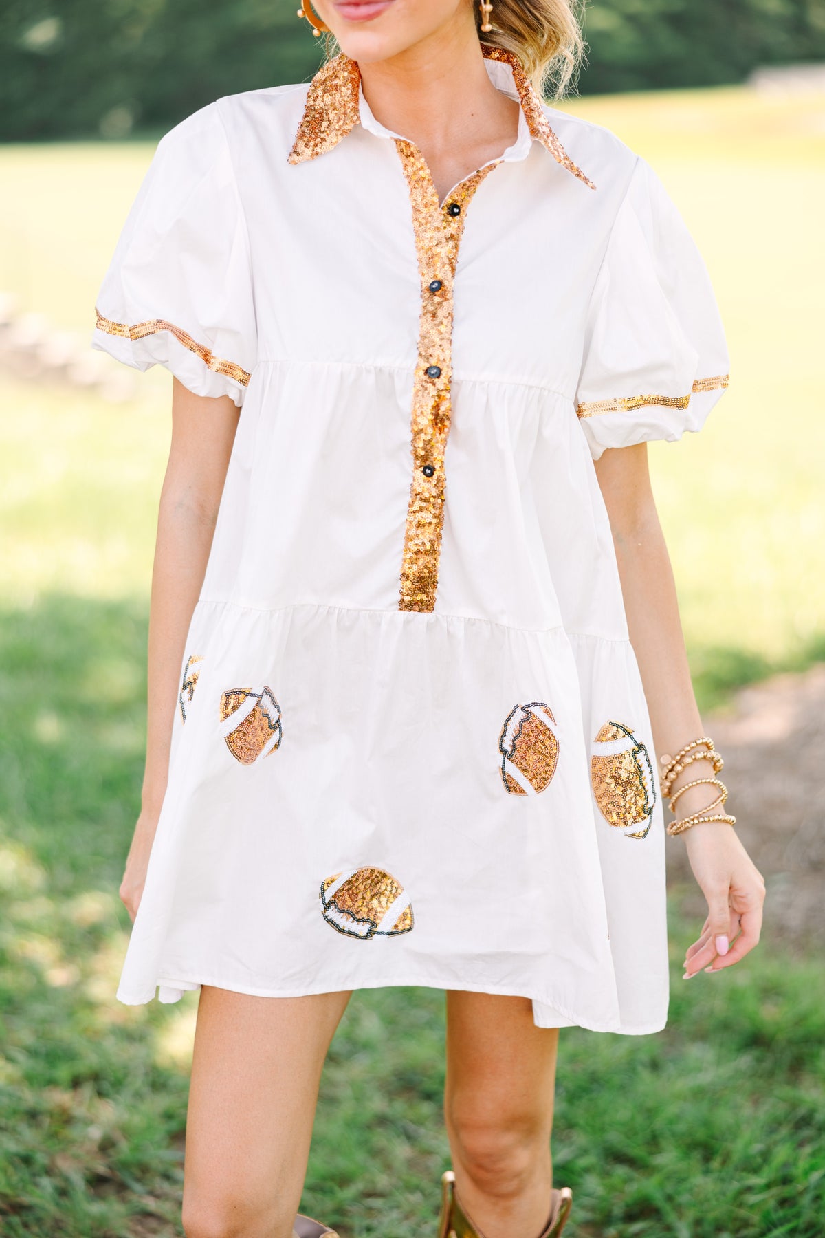 Pass The Ball White Sequin Football Dress – Shop the Mint