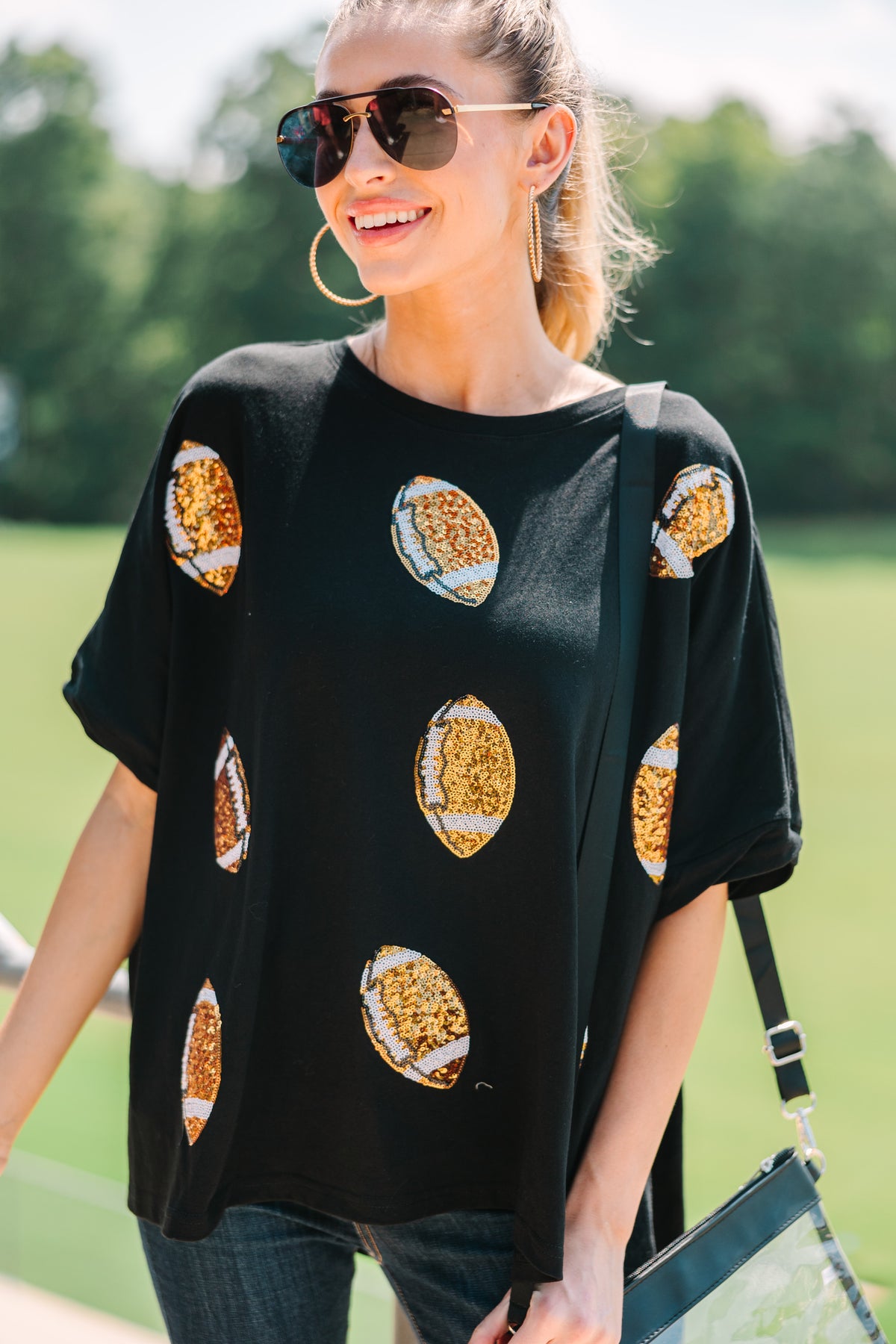 Touchdown Black Sequin Football Top – Shop the Mint