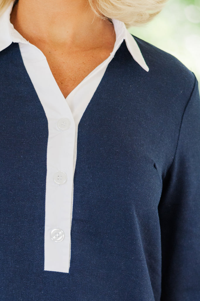 Make Your Day Navy Blue Shift Dress – Shop the Mint