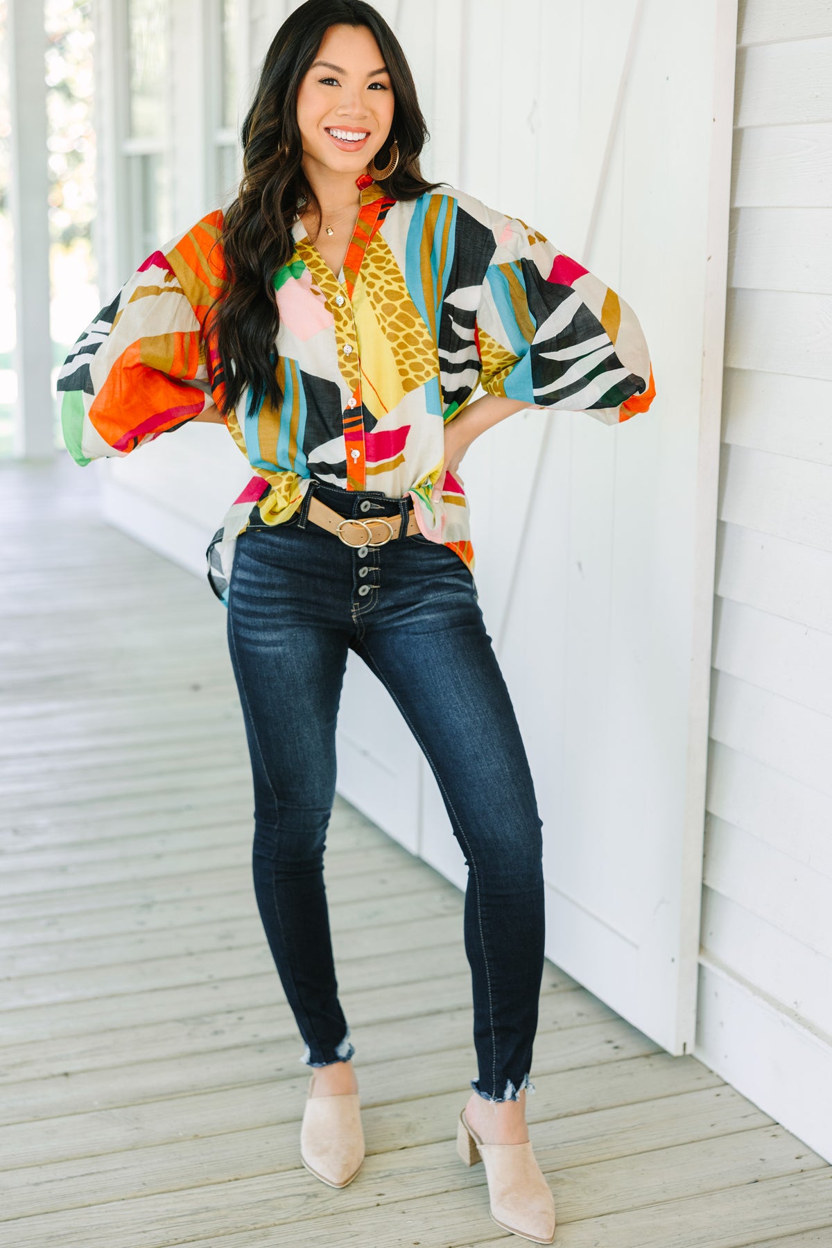Fate: Bring Your Love Rust Orange Abstract Blouse – Shop the Mint