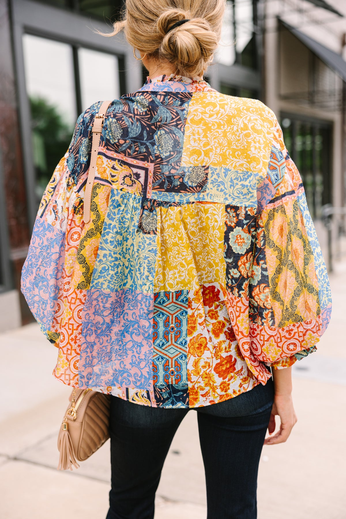 Fate: Soul Searching Mustard Yellow Mixed Print Blouse – Shop the Mint