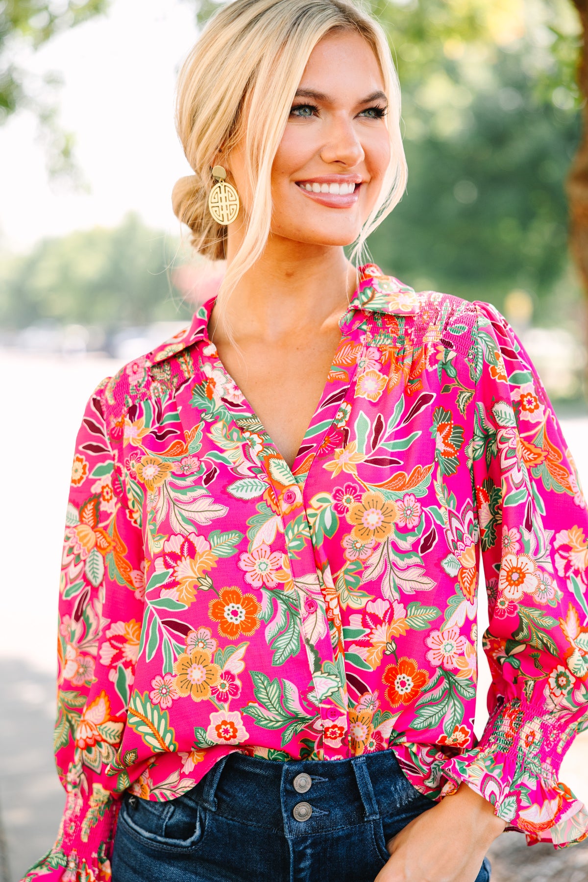 Fate: Gorgeous New Day Hot Pink Floral Blouse – Shop the Mint