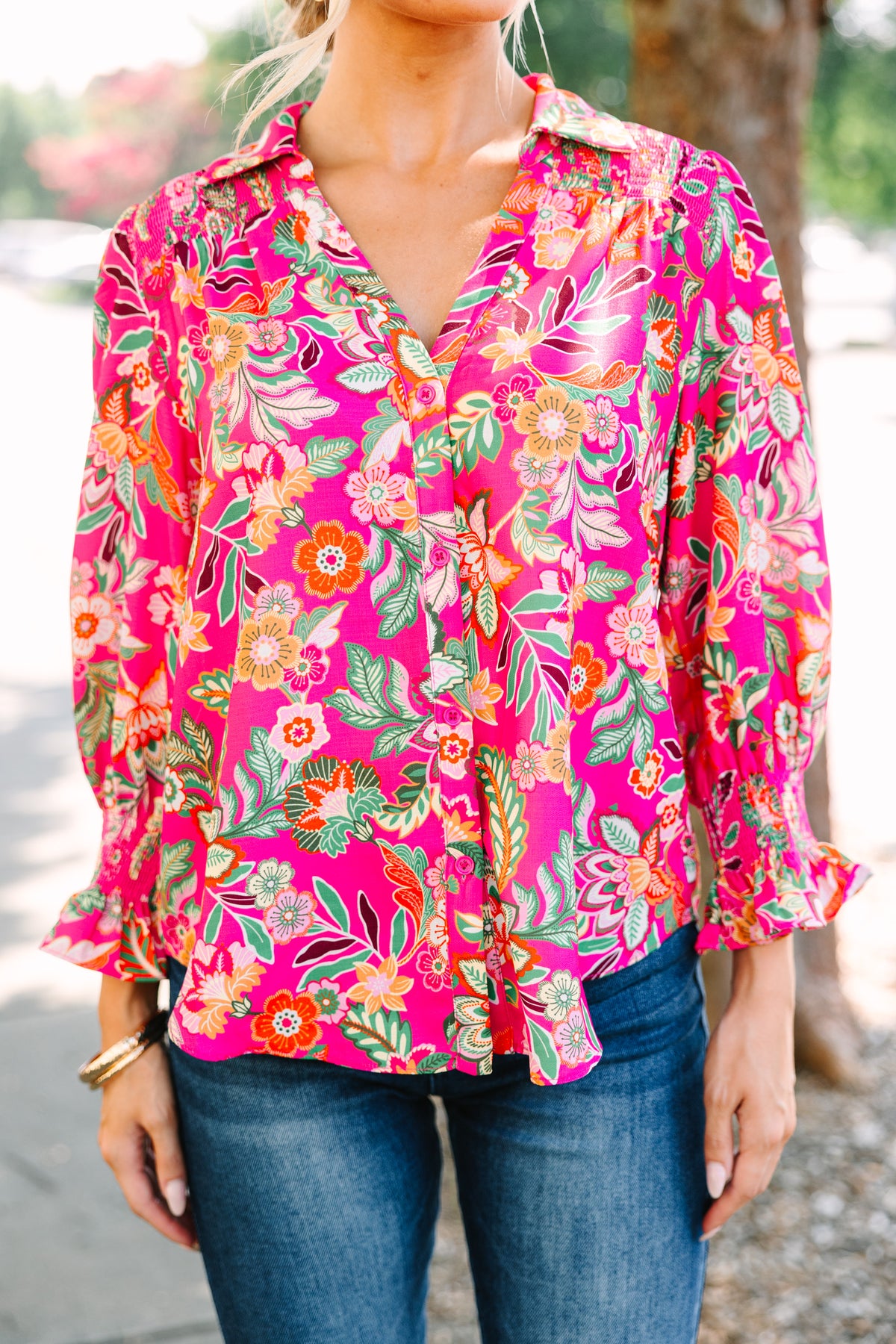 Fate: Gorgeous New Day Hot Pink Floral Blouse – Shop the Mint