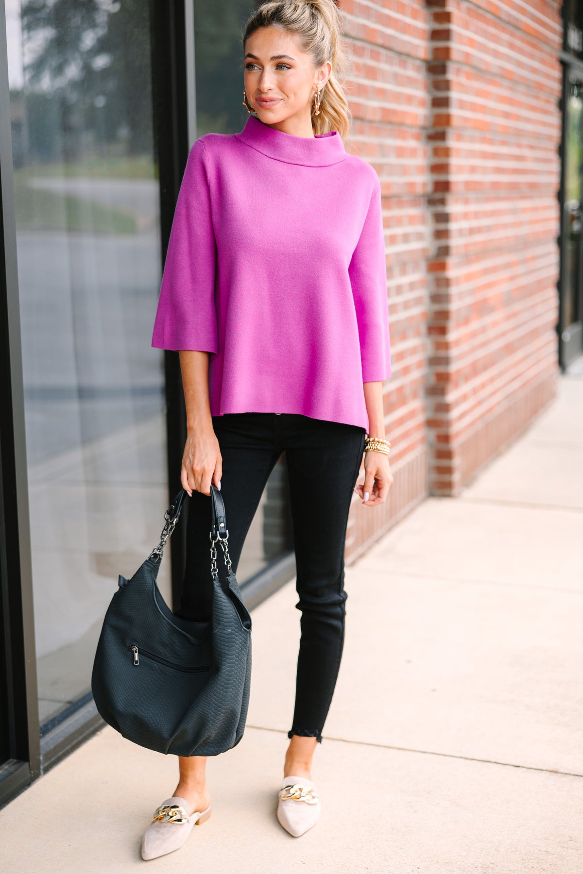 Fate: Feeling Fine Magenta Purple Mock Neck Sweater – Shop the Mint