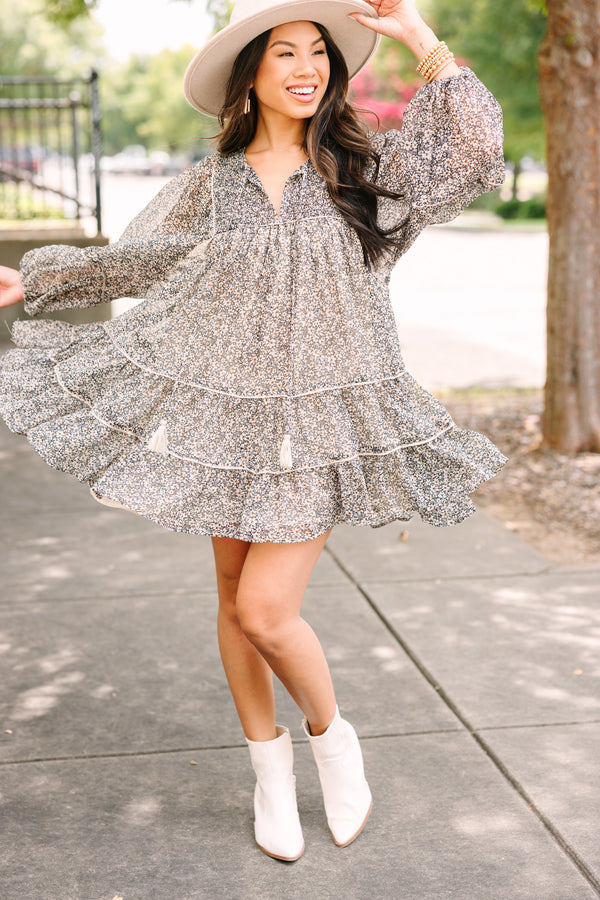 Olivaceous: Just Getting Started Black Ditsy Floral Dress – Shop the Mint