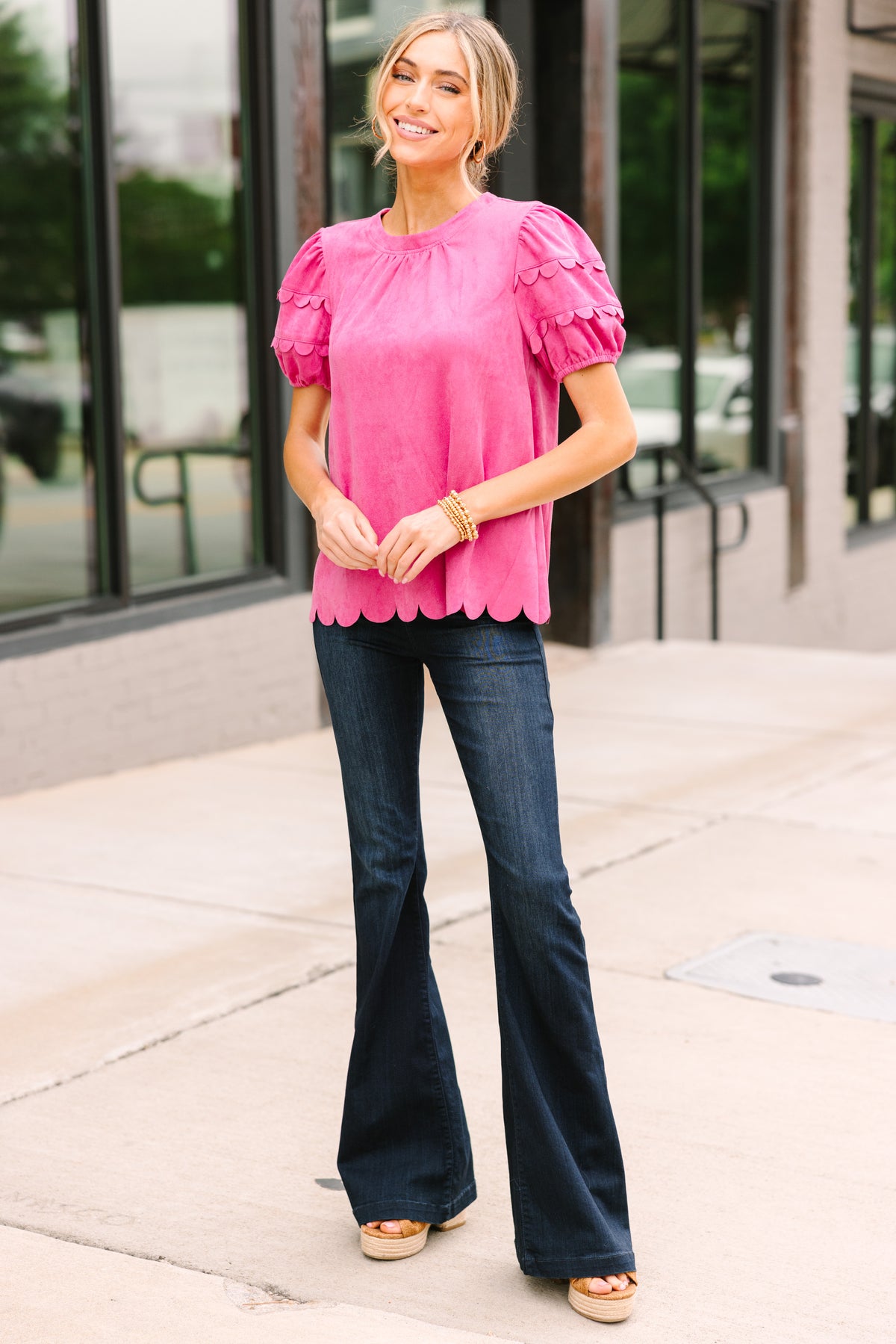 Know You Well Pink Scalloped Blouse – Shop the Mint