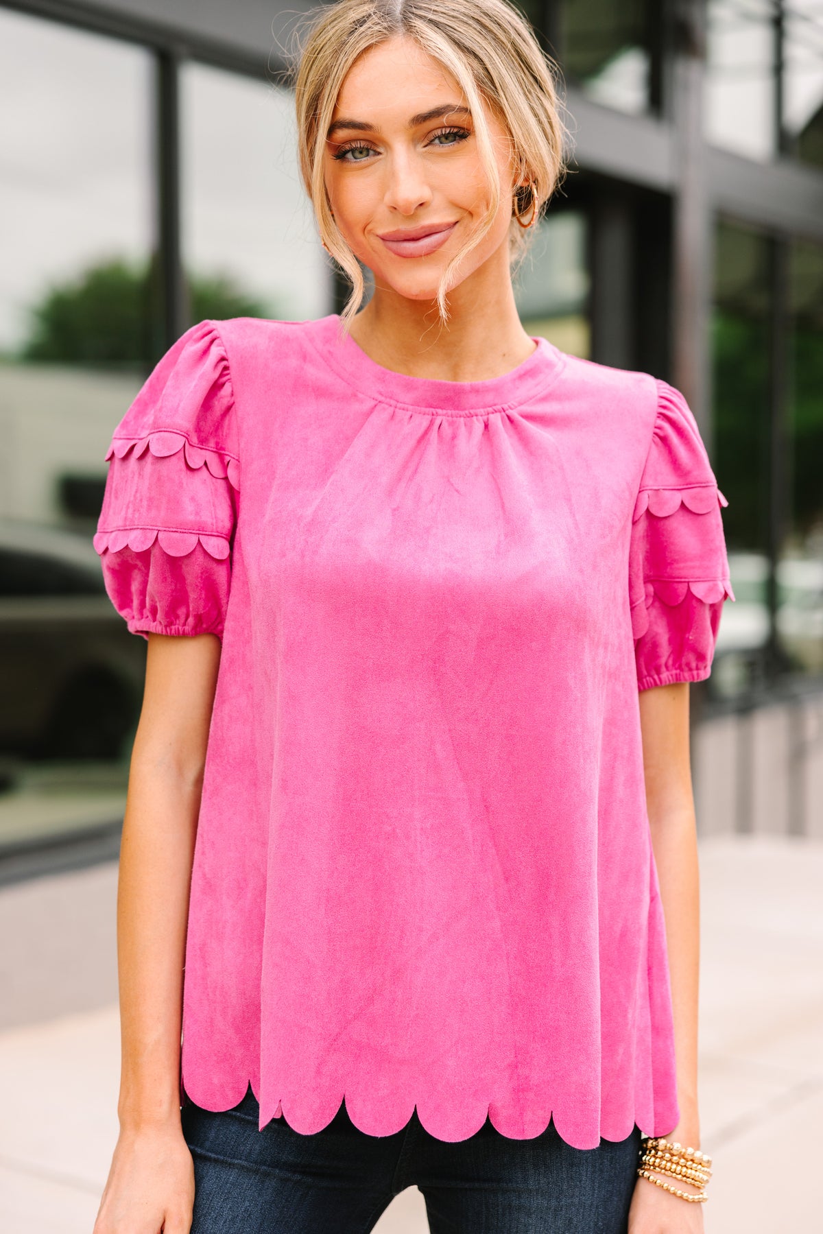 Know You Well Pink Scalloped Blouse – Shop the Mint
