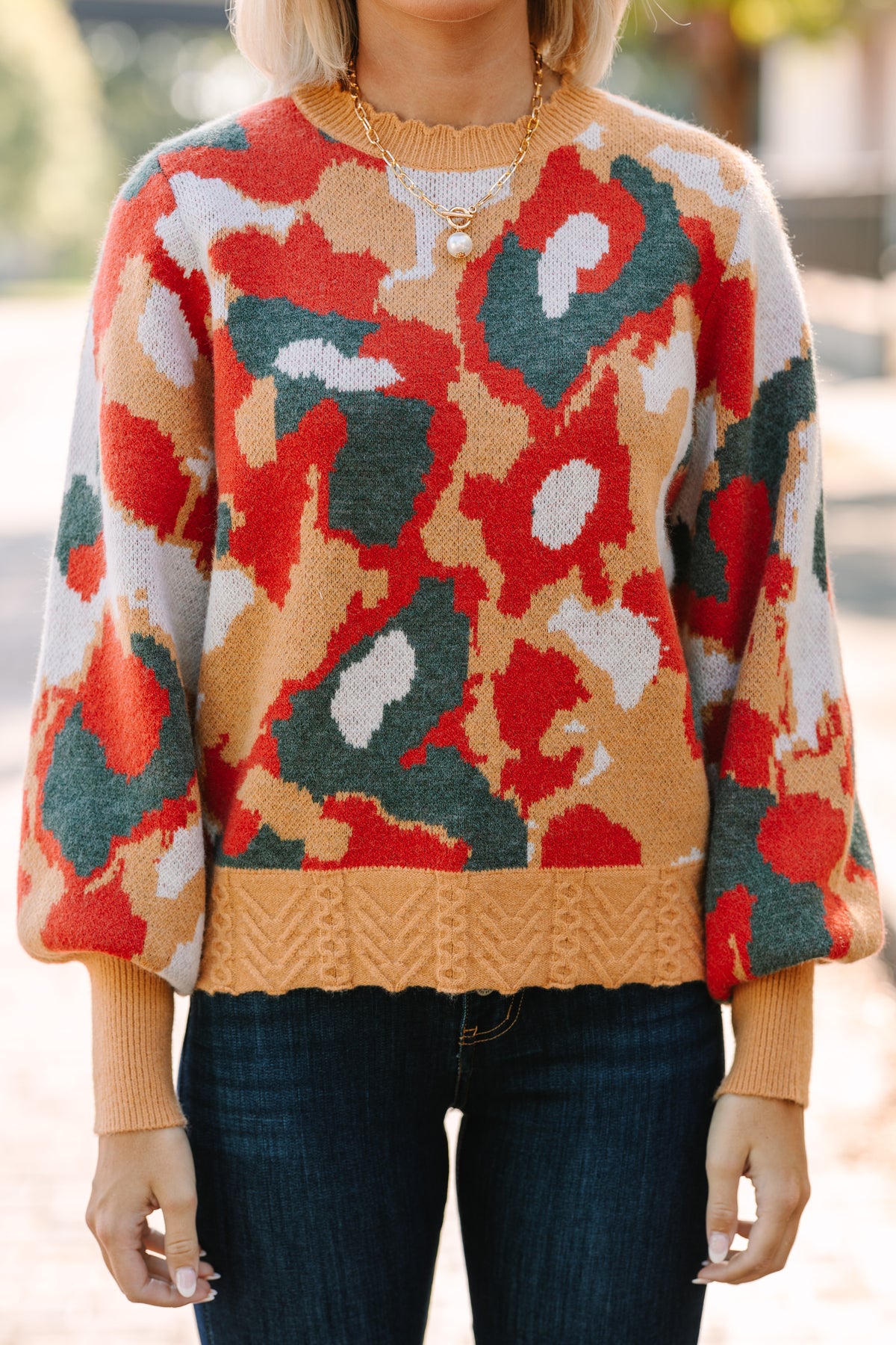 Open Your Heart Tan Brown Abstract Sweater – Shop the Mint