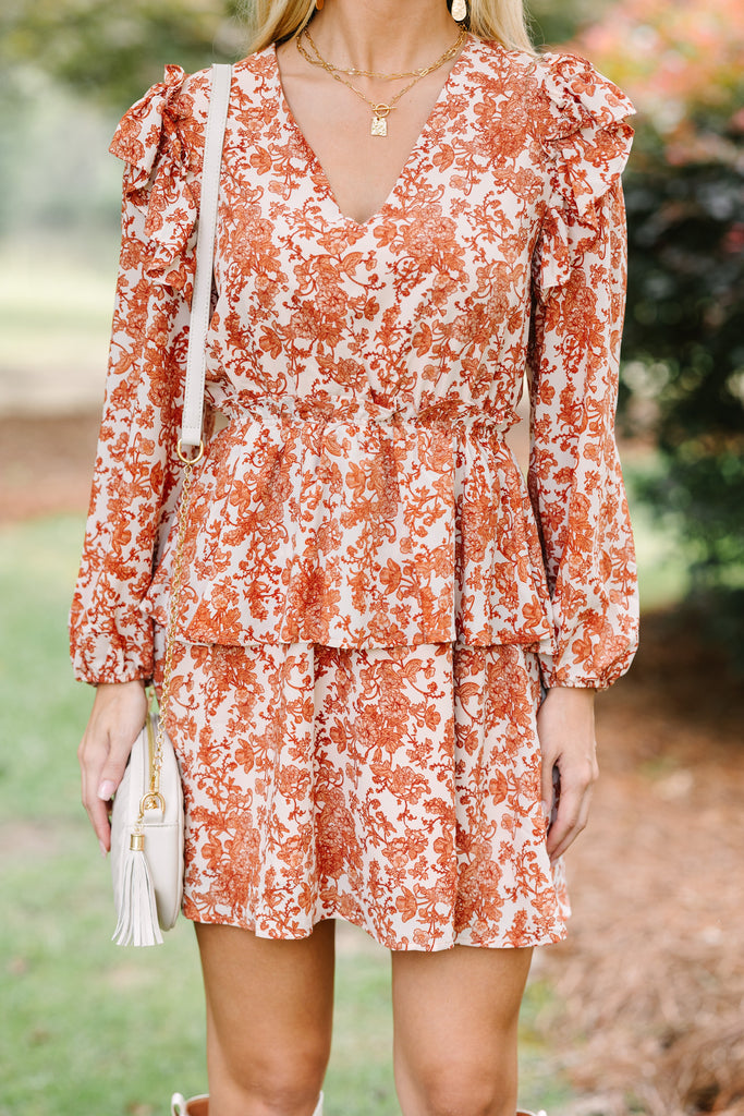 Always A Fan Rust Orange Floral Dress – Shop the Mint