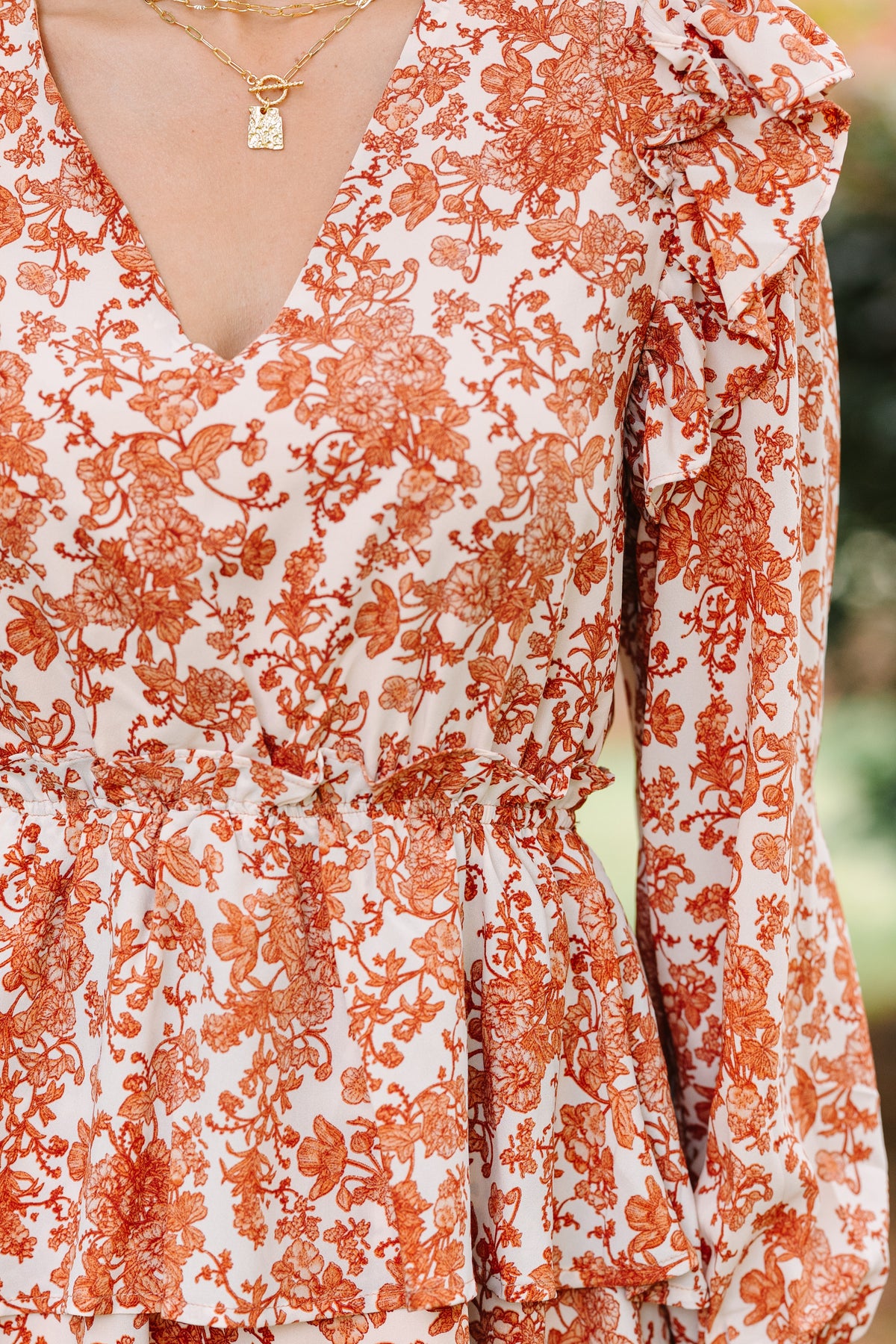 Always A Fan Rust Orange Floral Dress – Shop the Mint